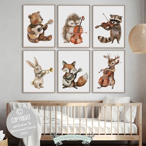 Woodland Musical Animal Nursery Prints, Woodland Music Nursery Decor ...
