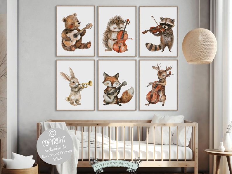 Woodland Musical Animal Nursery Prints, Woodland Music Nursery Decor ...