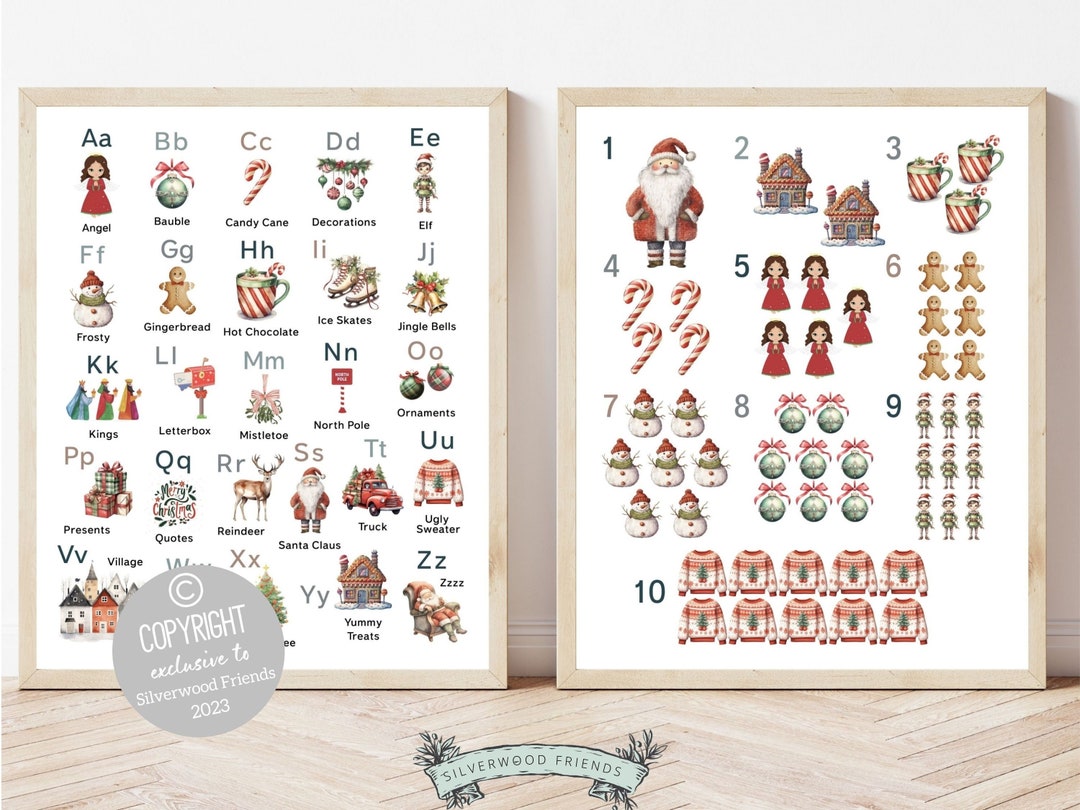 Christmas Alphabet Number Print, Christmas ABC Print,kids Christmas ...