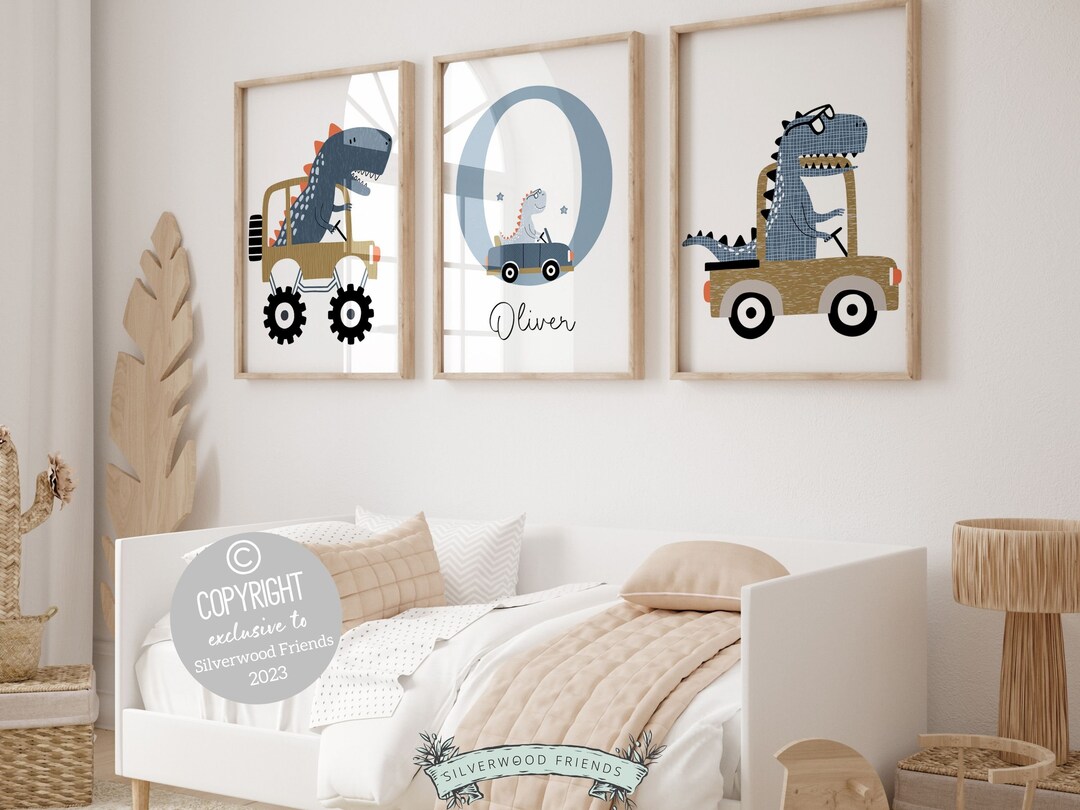 ORIGINAL Dinosaur Nursery Print, Boys Dinosaur Nursery Decor, Dino Car ...