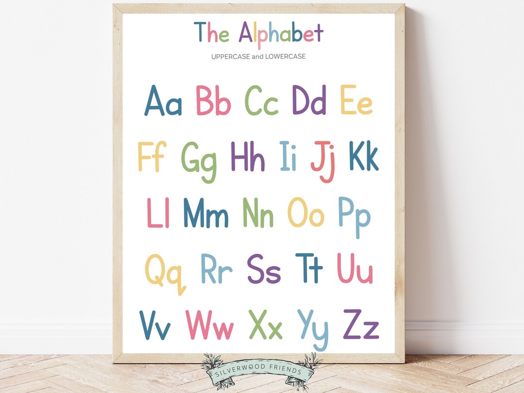 Rainbow Alphabet Poster, Lettering Worksheet, Printable Abc Chart ...