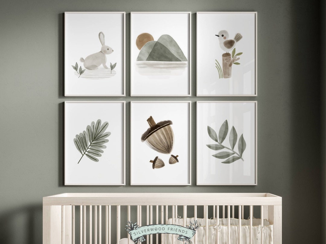 Woodland Nursery Prints Sage Green Nursery Decor Boho - Etsy