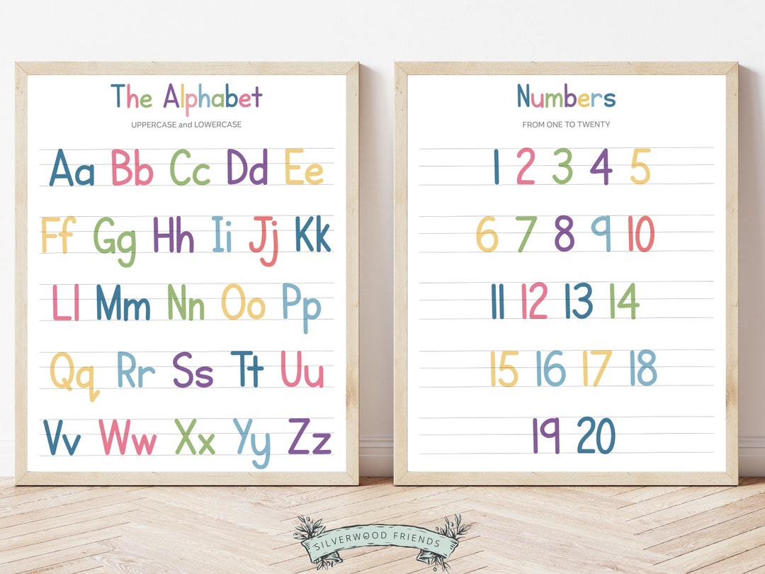 Rainbow Alphabet Poster, Number Posters, Printable Abc Chart, Alphabet ...