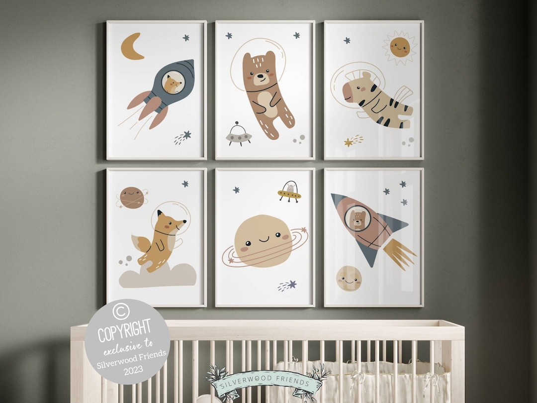 Outer Space Nursery Prints, Solar System Nursery Wall Art, Astronaut ...