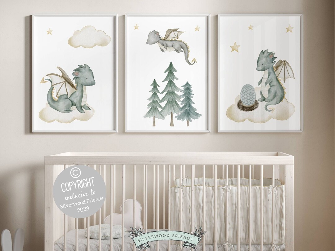 Baby Dragon Nursery Prints, Boys Dragon Nursery Decor, Fairytale ...