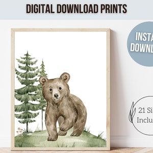 Baby Bear Nursery Print, Bear Nursery Decor, Mountain Nursery Decor ...