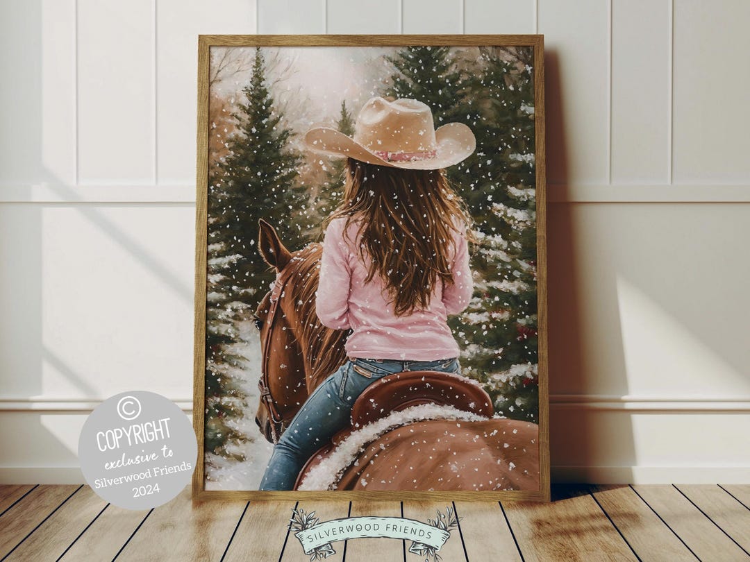 Cowgirl Horse Christmas Print, Baby Girl Western Cowgirl Horse Nursery ...