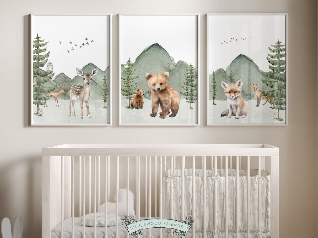 Baby Woodland Animal Nursery Prints, Woodland Forest Nursery Decor Gift ...
