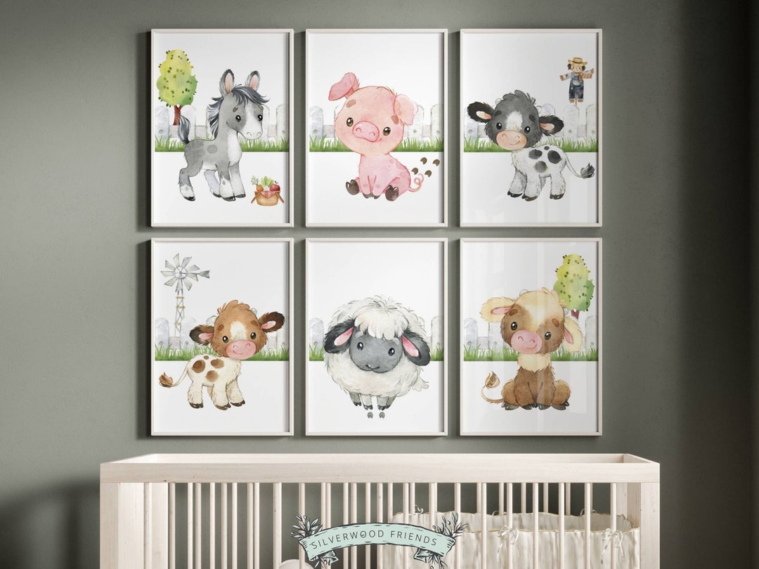 Baby Farm Animal Nursery Prints, Cute Farm Animals Posters, Farmyard ...