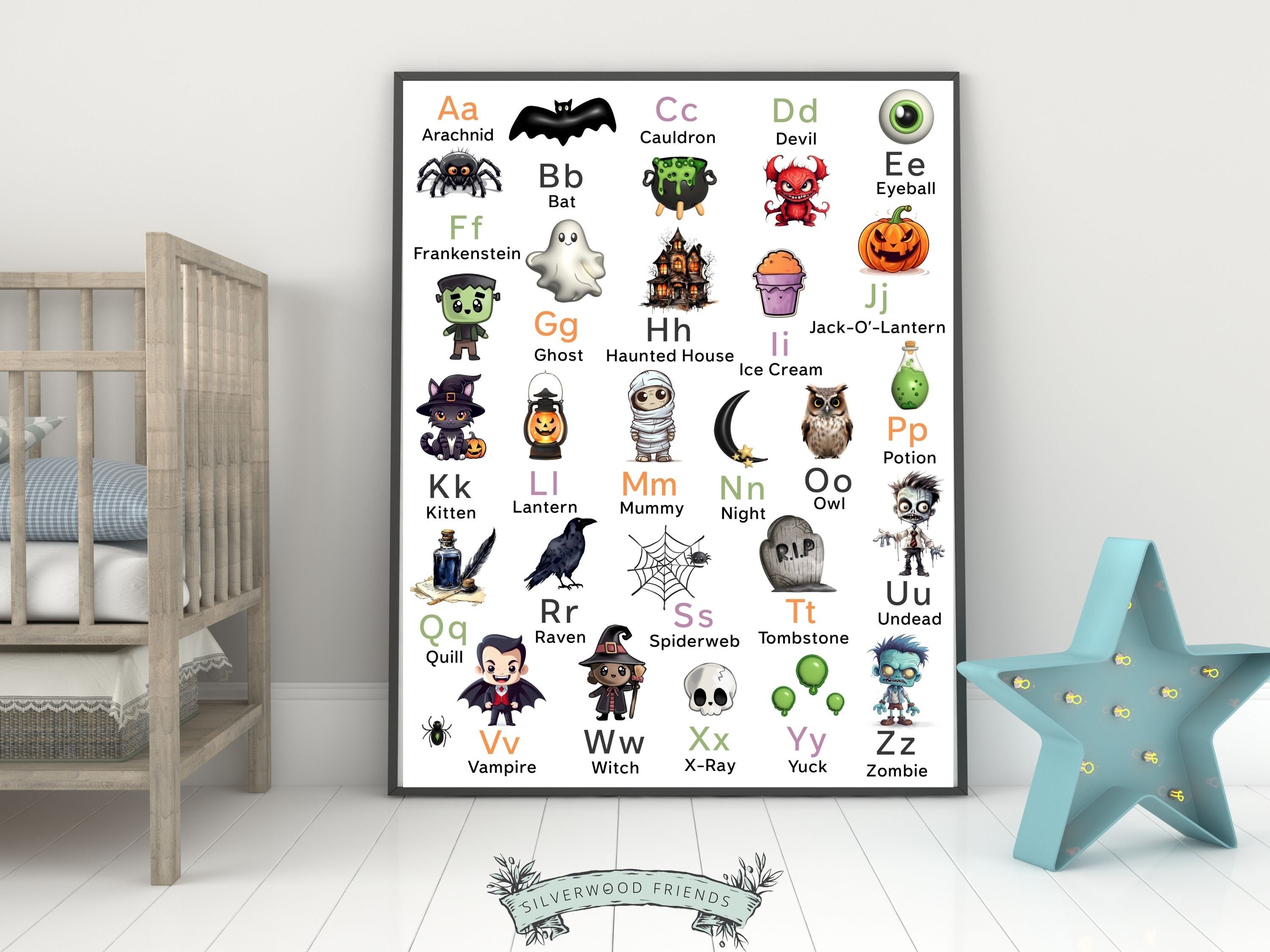 Halloween Alphabet Poster, Spooky Halloween Homeschool Classroom Decor ...