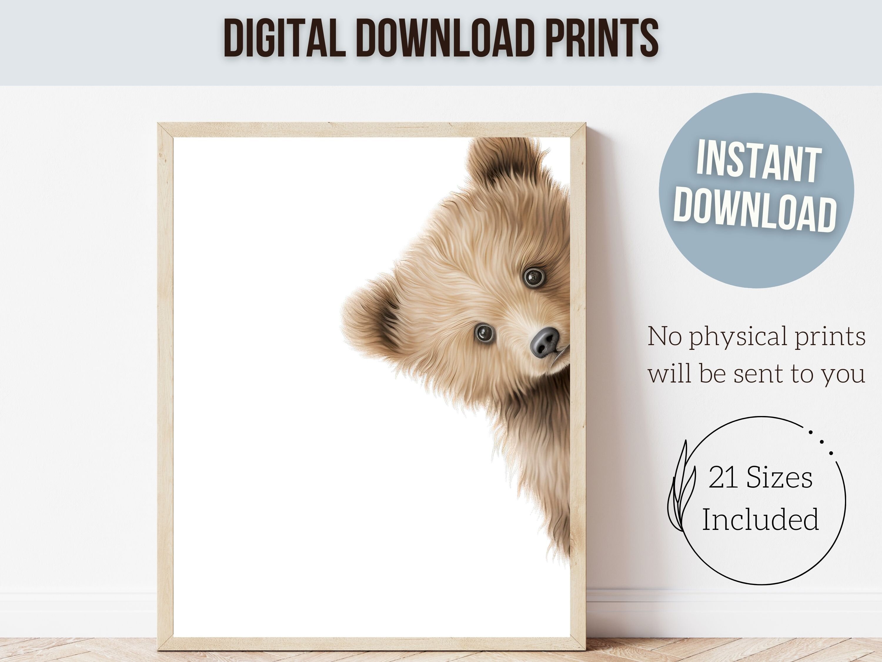 Peeking Bear Nursery Print, Peekaboo Bear Nursery Decor, Neutral ...