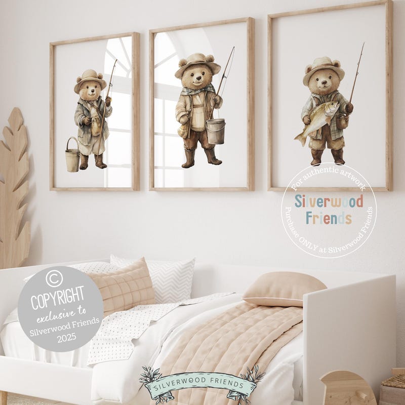 Teddy Bear Fishing Picture - Etsy Canada