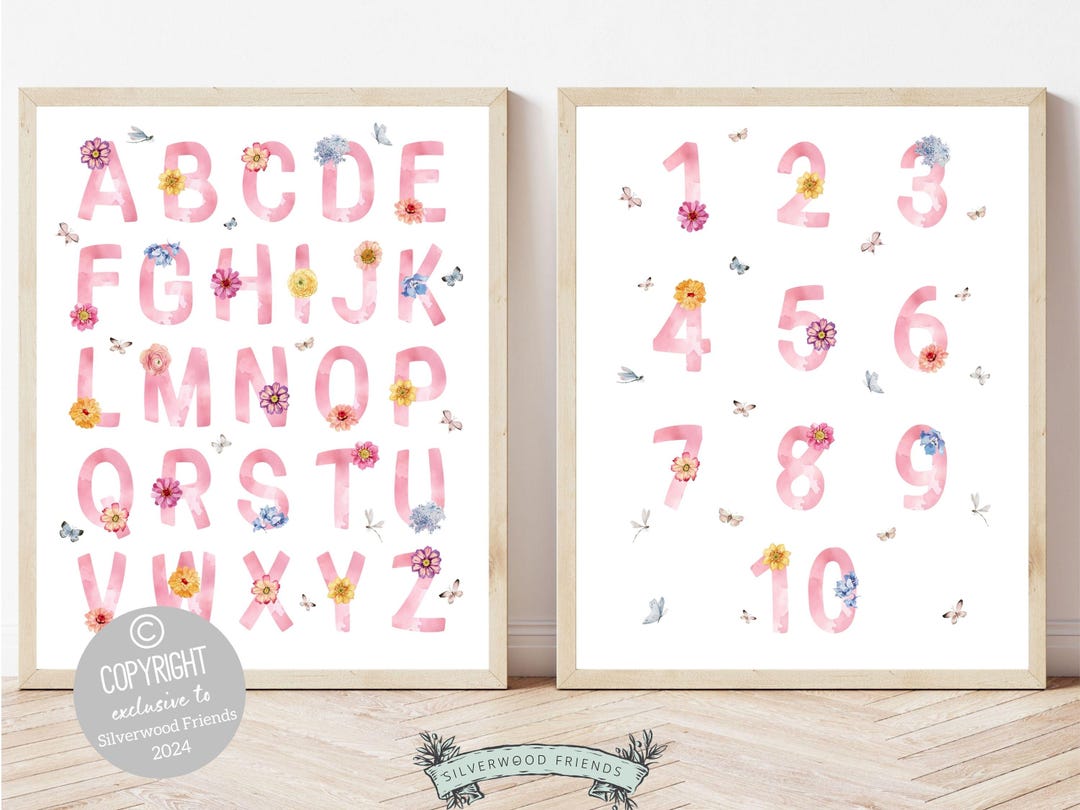 Wildflower Alphabet Number Print, Baby Girl Wildflower Nursery Decor ...