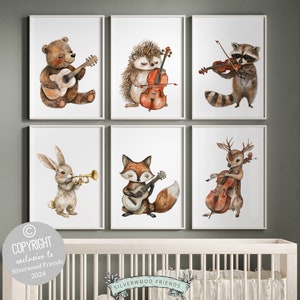 Woodland Musical Animal Nursery Prints, Woodland Music Nursery Decor ...
