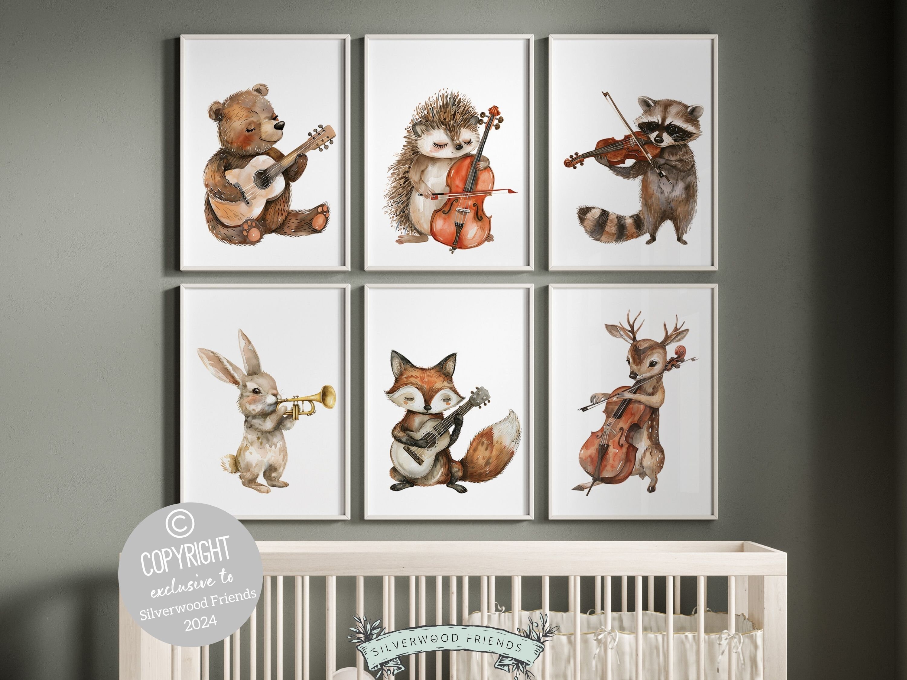 Woodland Musical Animal Nursery Prints, Woodland Music Nursery Decor ...