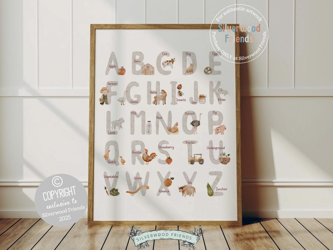 Farm Animal Alphabet Print, Watercolor Nursery Decor (digital Print) - Etsy