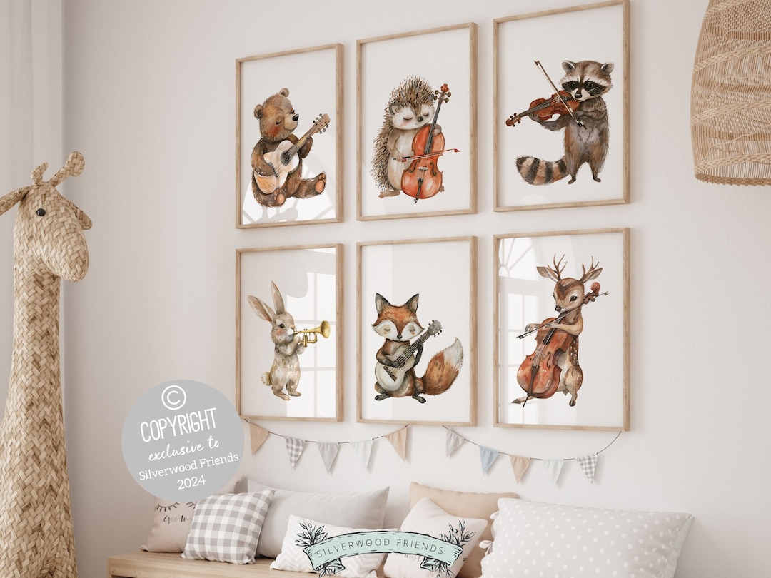 Woodland Musical Animal Nursery Prints, Woodland Music Nursery Decor ...