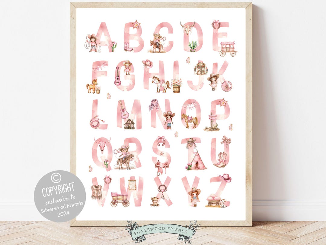 Cowgirl Alphabet Nursery Print, Cowgirl Nursery Decor, Baby Girl ...
