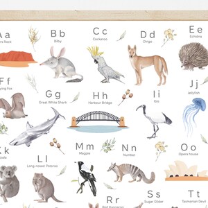 Australian Alphabet and Number Print, Australian Animal Nursery Decor ...