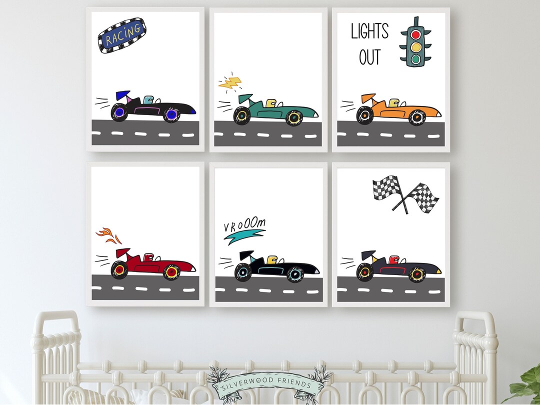 Race Car Nursery Prints, Race Car Nursery Decor, Boys Toddler Room Car ...