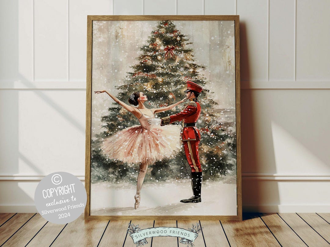 Nutcracker Ballet Christmas Print, Ballerina Christmas Printable Wall ...