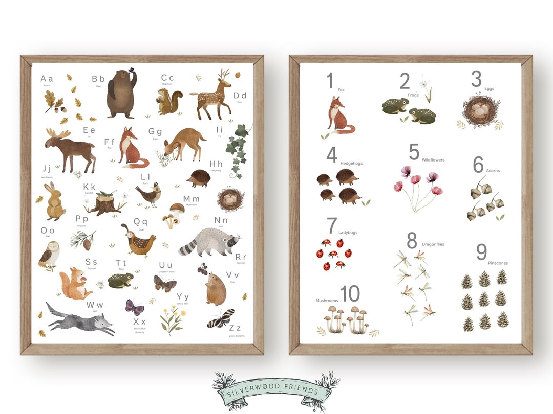 Woodland Alphabet Poster Woodland Alphabet Print Woodland - Etsy