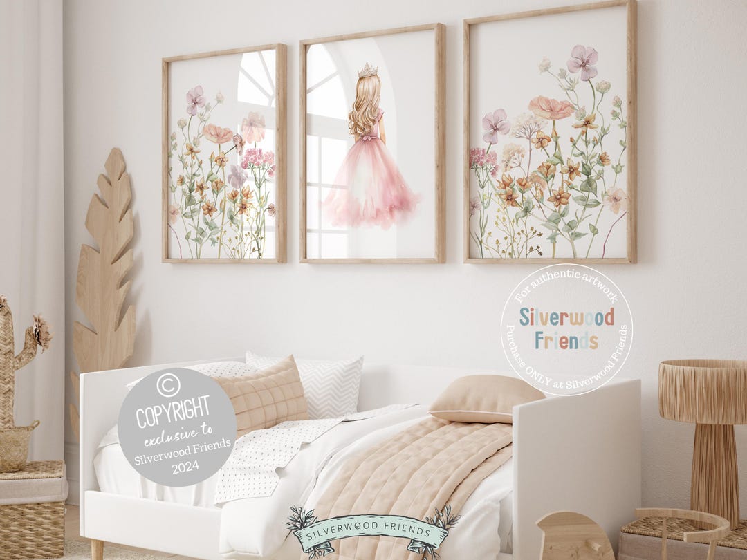 ORIGINAL Baby Girl Princess Nursery Prints, Wildflower Fairytale ...