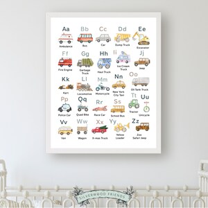 Transport Alphabet Print, Construction Vehicles ABC Print, Boys Nursery ...