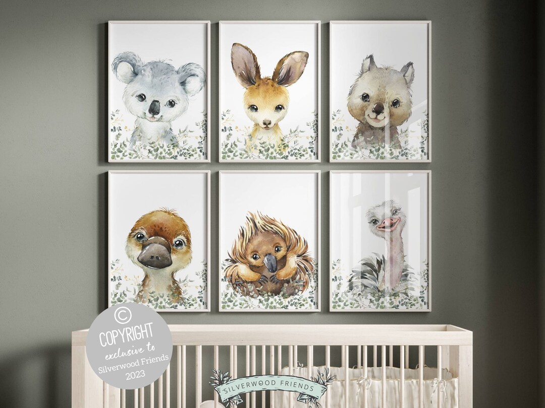 Australian Animal Nursery Prints, Nursery Decor, Aboriginal Nursery ...