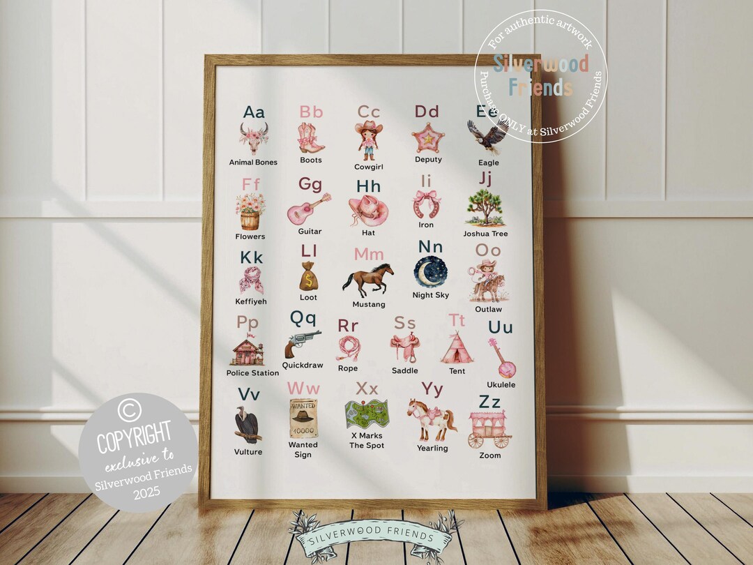 Cowgirl Alphabet Nursery Print, Western Abcs (digital Print) - Etsy