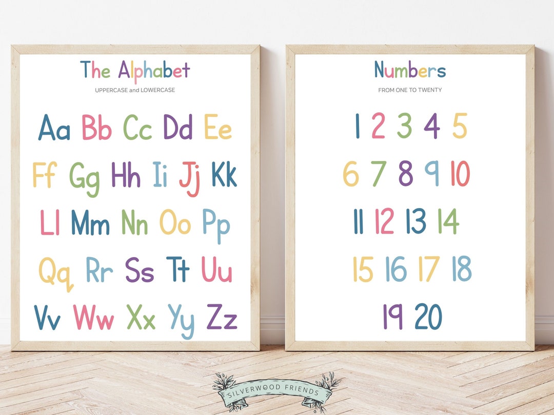 Rainbow Alphabet Poster Number Poster Alphabet Chart Print - Etsy