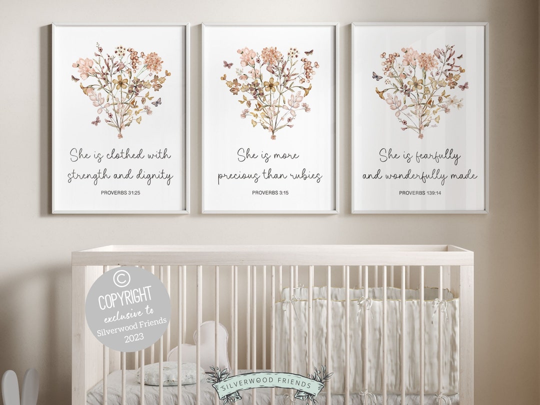 ORIGINAL Wildflower Nursery Bible Verse Print Gift for Baby Girl ...