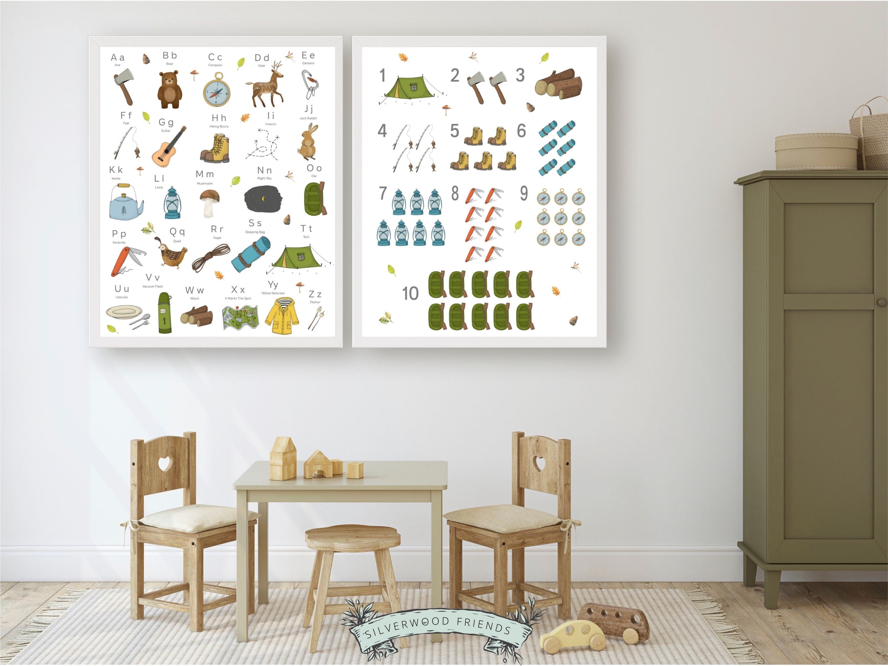 Woodland Alphabet Numbers Poster, Woodland Nursery Decor, Forest Abc ...
