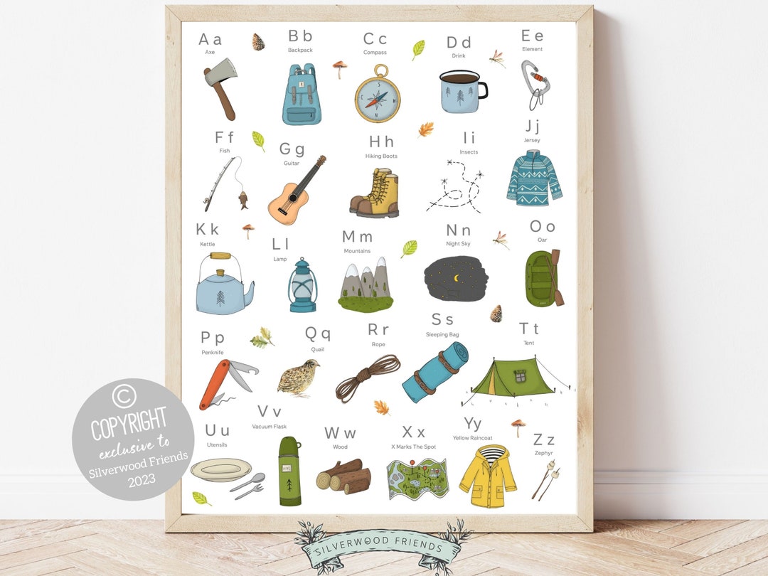 Camping Alphabet Print, Camping Abc Poster, Woodland ABC Alphabet ...