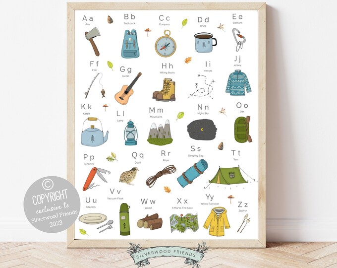 Mountain Alphabet Chart, Forest Alphabet Chart, Adventure Alphabet ...