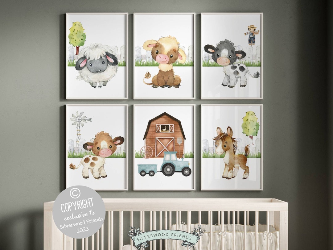 Baby Farm Animal Nursery Prints, Barnyard Nursery Decor, Farmyard ...