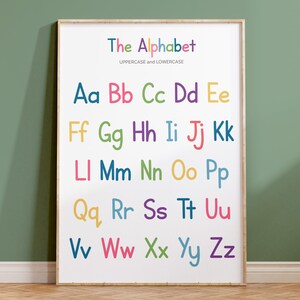 Rainbow Alphabet Poster, Lettering Worksheet, Printable Abc Chart ...