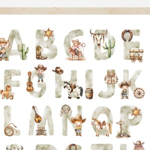 Cowboy Alphabet Nursery Print, Baby Boy Western Cowboy Nursery Decor ...