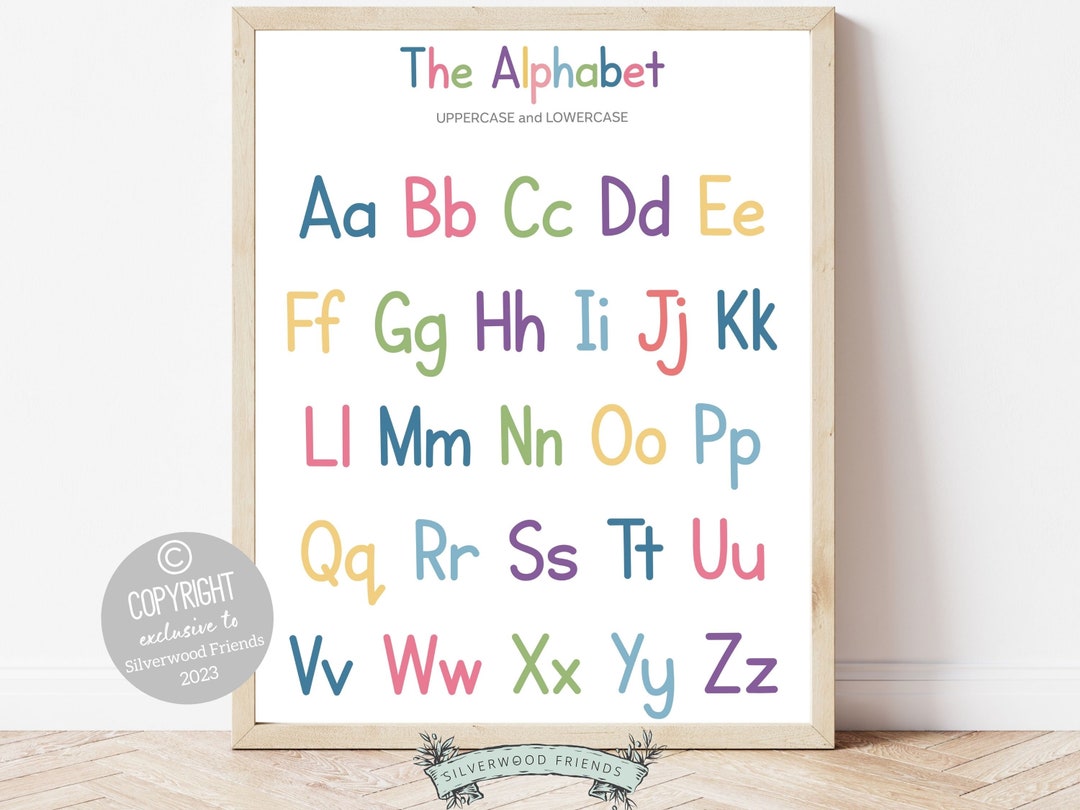Rainbow Alphabet Poster, Lettering Worksheet, Printable Abc Chart ...