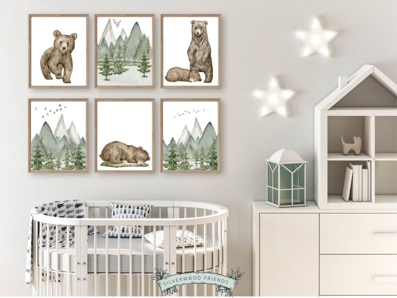 Set of 6 Baby Bear Nursery Prints Bear Nursery Decor Baby - Etsy