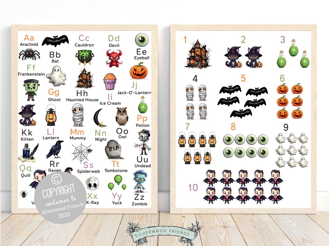 Halloween Alphabet Poster, Educational Abc Homeschool Printable Poster ...