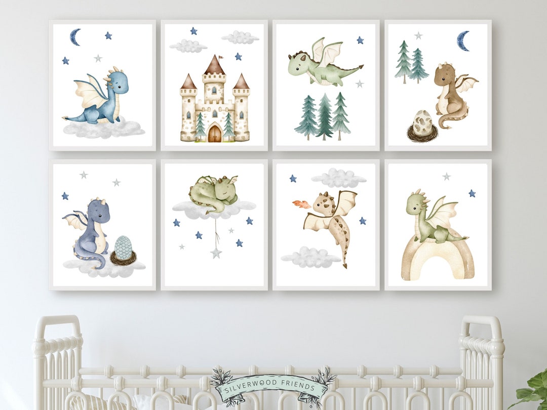 Baby Dragon Nursery Prints, Boys Dragon Nursery Decor, Fairytale ...
