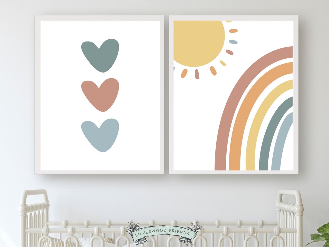 Boho Rainbow Nursery Prints Boho Sun Nursery Decor Baby - Etsy