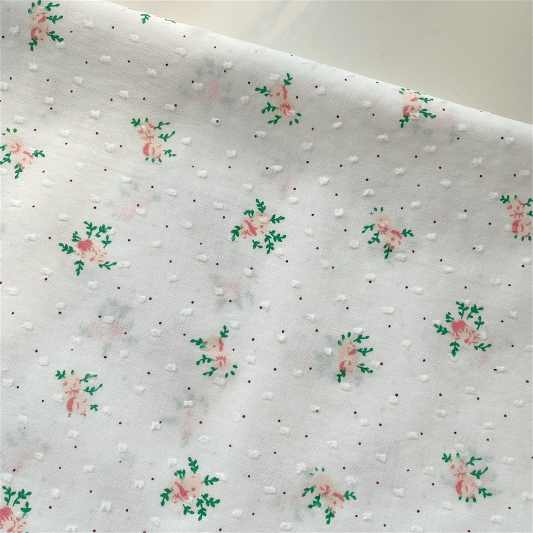Swiss Dot Cotton Fabric, Small Flower Print Cotton Fabric, Pure Cotton ...