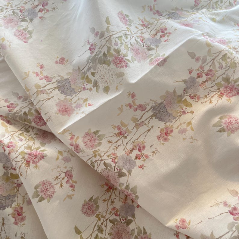 Pretty Flower Printed Cotton Lace Fabric, Stripes Floral Fabric, by the ...