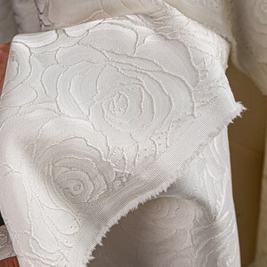 Beautiful off White Rose Pattern Fabric, Polyester Jacquard Fabric, Solid Embossed Fabric, for ...
