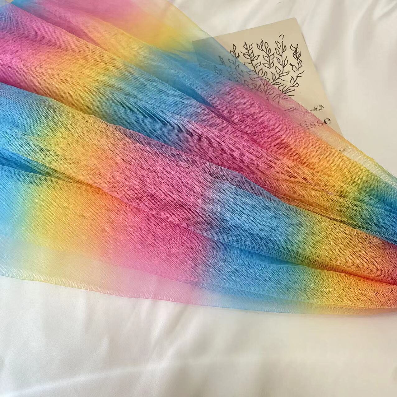 Rainbow Tulle Fabric Illusion Ombre Tulle Lace Fabric for Prom Dress ...
