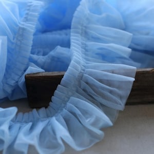 Double Layers Ruffle Lace Trim, Ruffled Tulle Lace Trim, Pleated Tulle ...