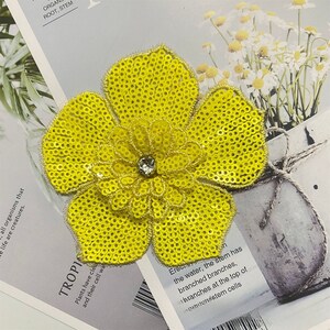 Sequins Flower Applique, 3D Floral Patch, Beaded Floral Patch for ...