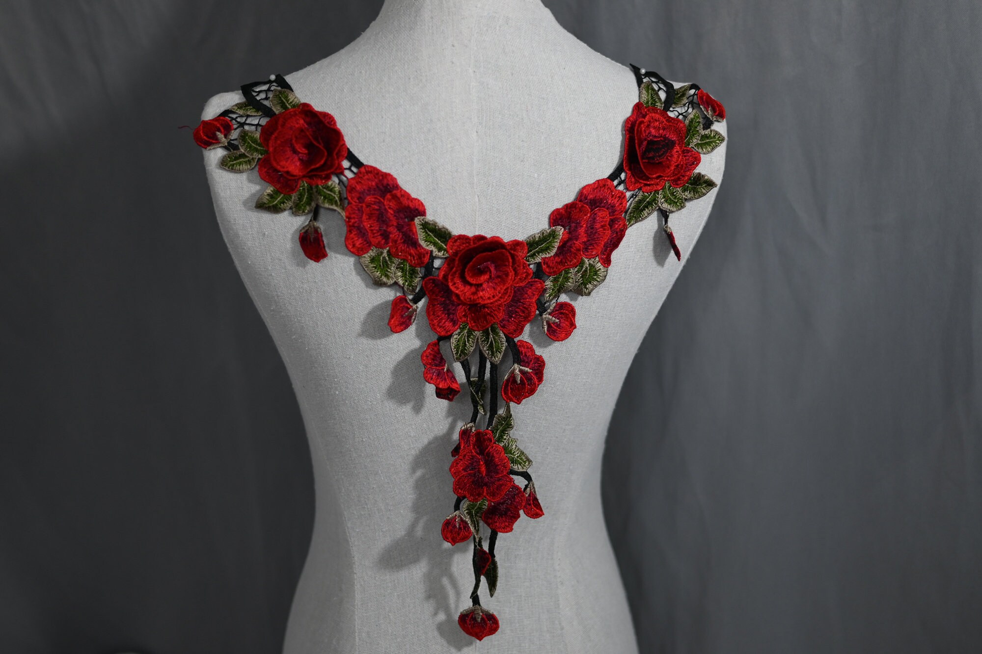 Elegant Red Rose Applique Rose Floral Embroidery Lace - Etsy